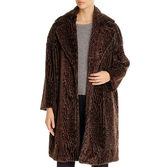 Capote | Jackets & Coats | Capote Womens Brown Animal Print Midi Cold ...